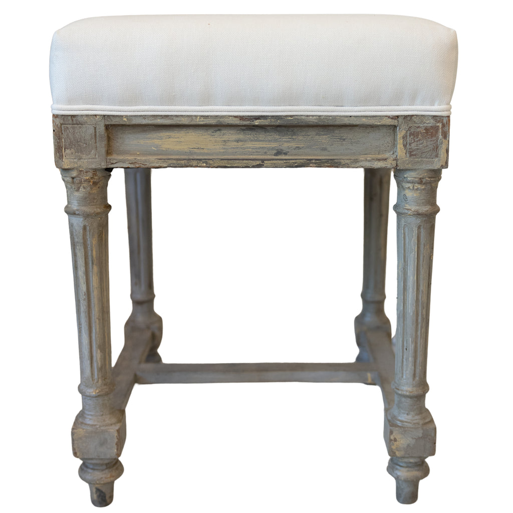 Small Upholstered Bench in White Linen