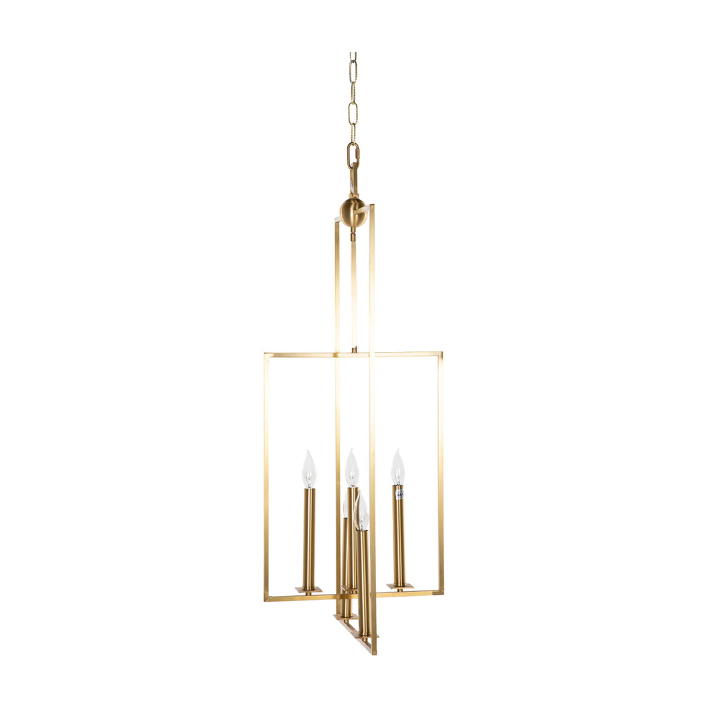 Slim Brass Rectangular Chandelier